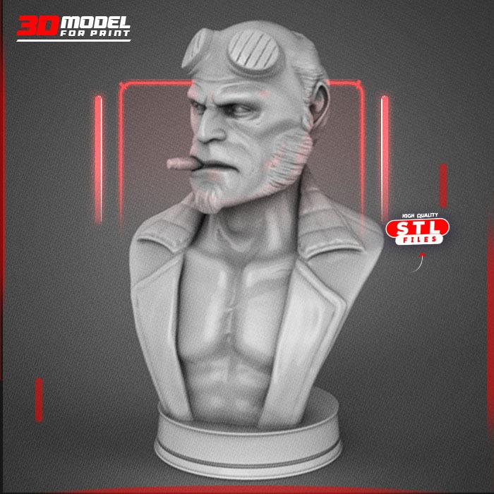 Jual Hellboy Bust 3D Action Figure - STL Model Kit, Siap Print & DIY ...