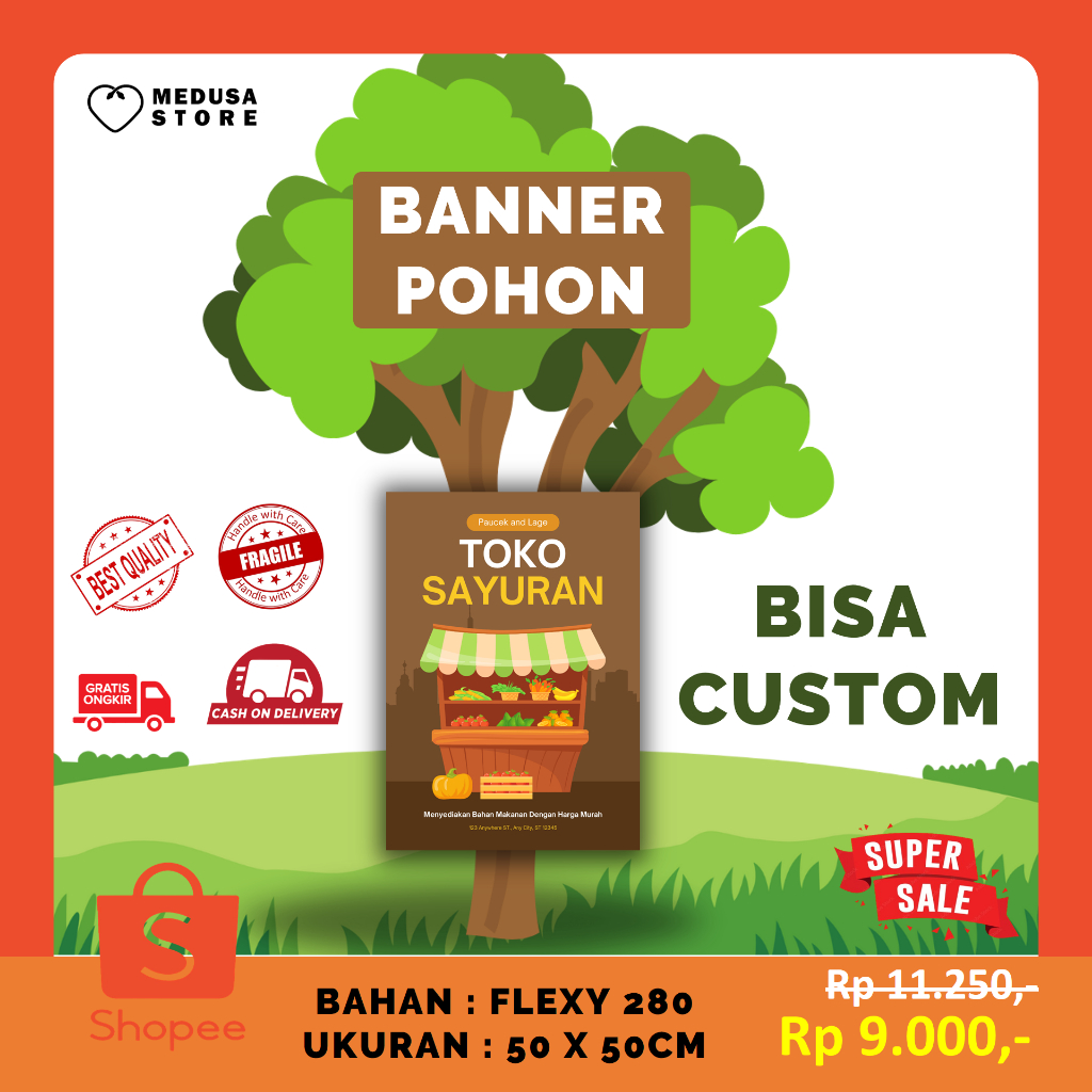 Jual Spanduk Pohon Promosi / Banner Rontek Iklan Jualan | Shopee Indonesia