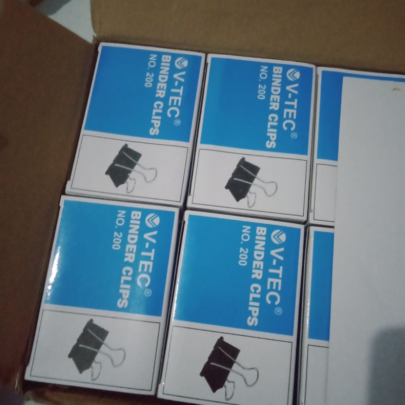 Jual [6 Box] BINDER CLIPS V-TEC - 200 Hitam Besar Tanggung Pin Klip ...