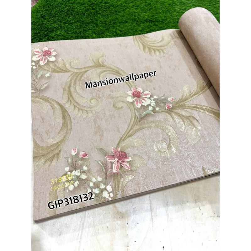Jual Wallpaper Dinding Bunga Gold Hijau Tosca Ulir Elegan | Shopee ...
