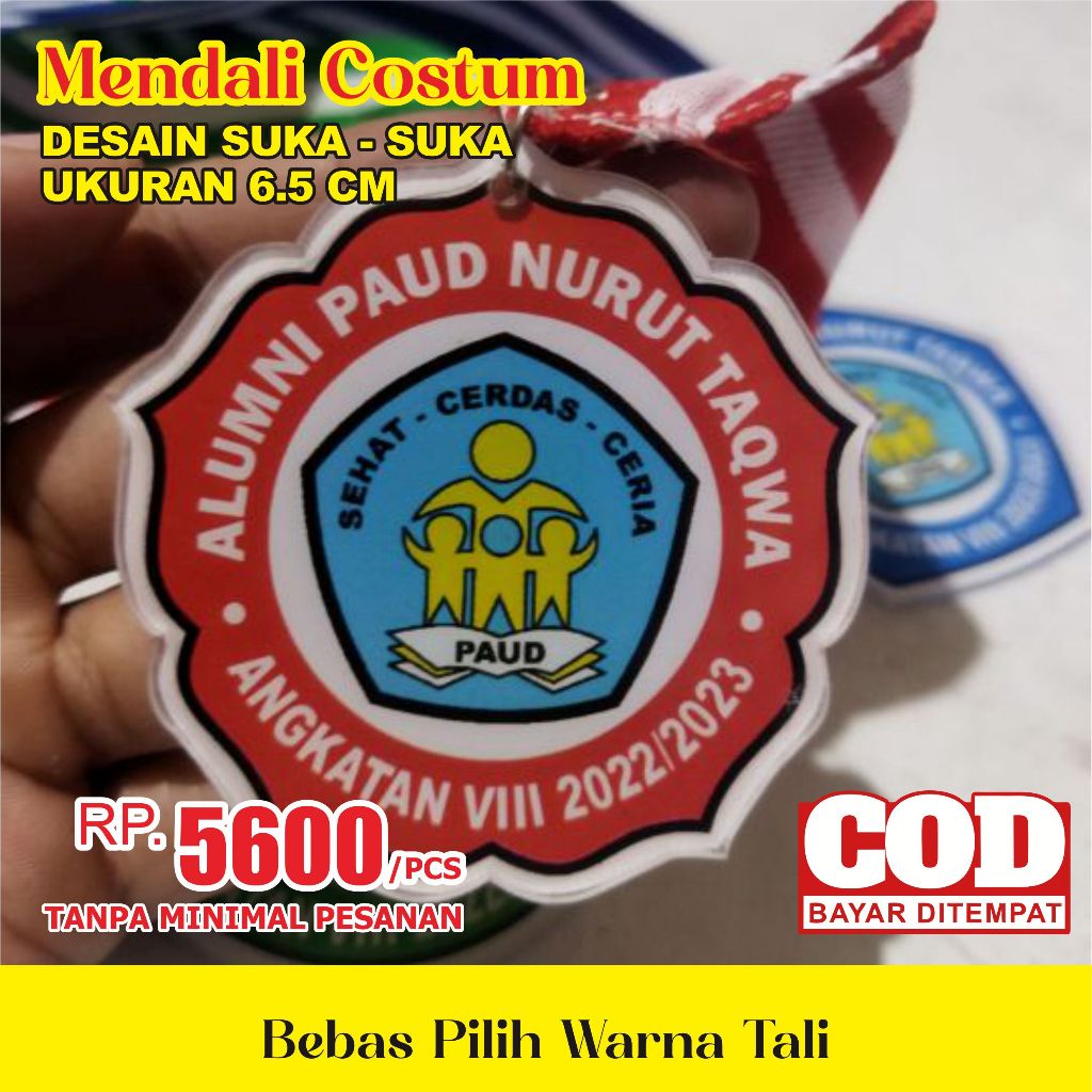 Jual MEDALI AKRILIK MEDALI WISUDA/KELULUSAN TK,SD,SMP,SMA/ FREE DESAIN ...