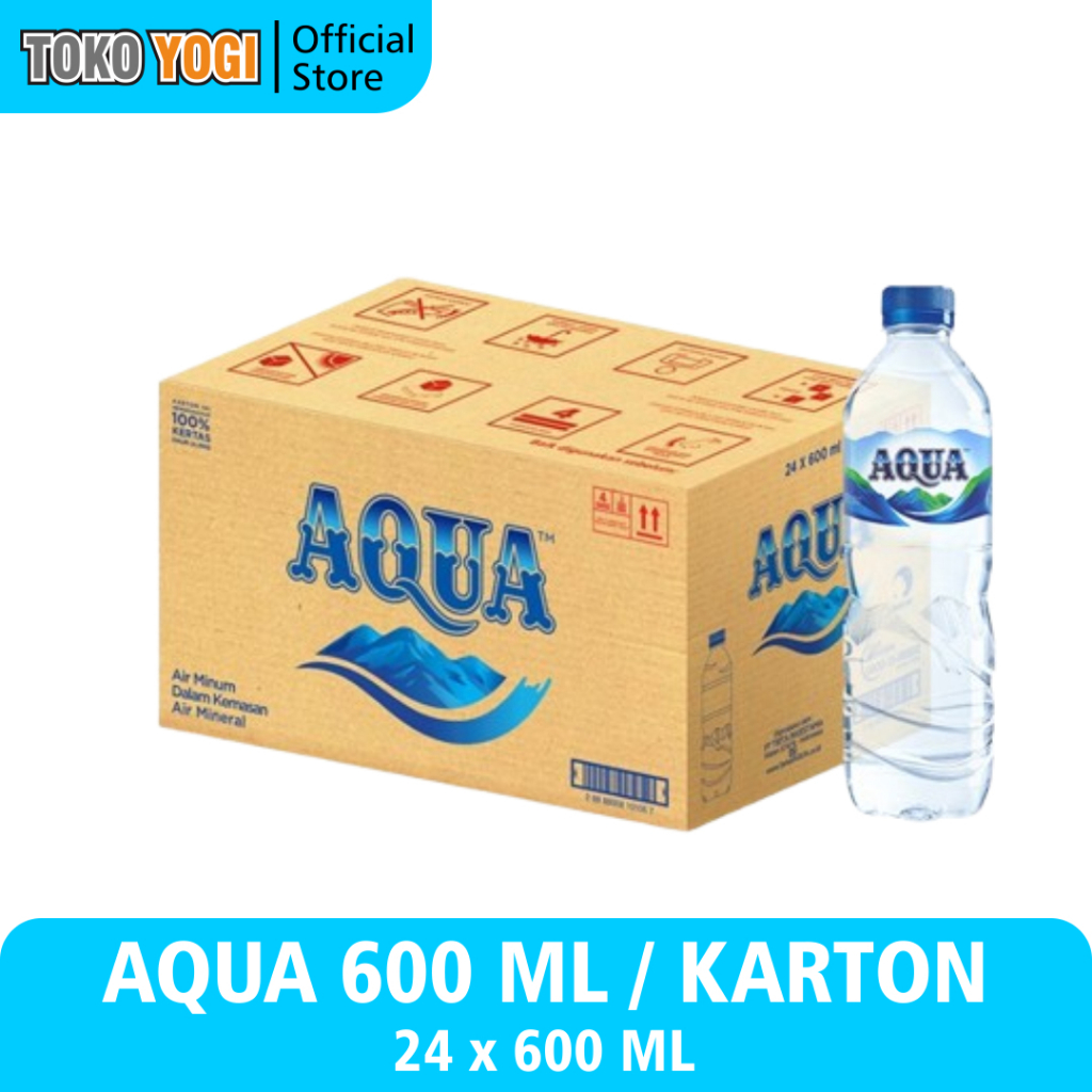 Jual AQUA BOTOL AIR MINERAL 600 ML ISI 24 || KARTON | Shopee Indonesia