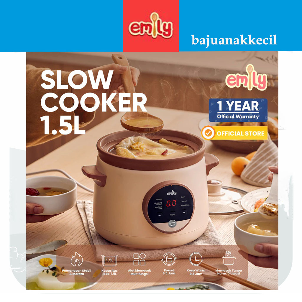 Jual Emily Slow Cooker Claypot 1.5L ESC39008 Ceramic Mpasi Slowcooker ...