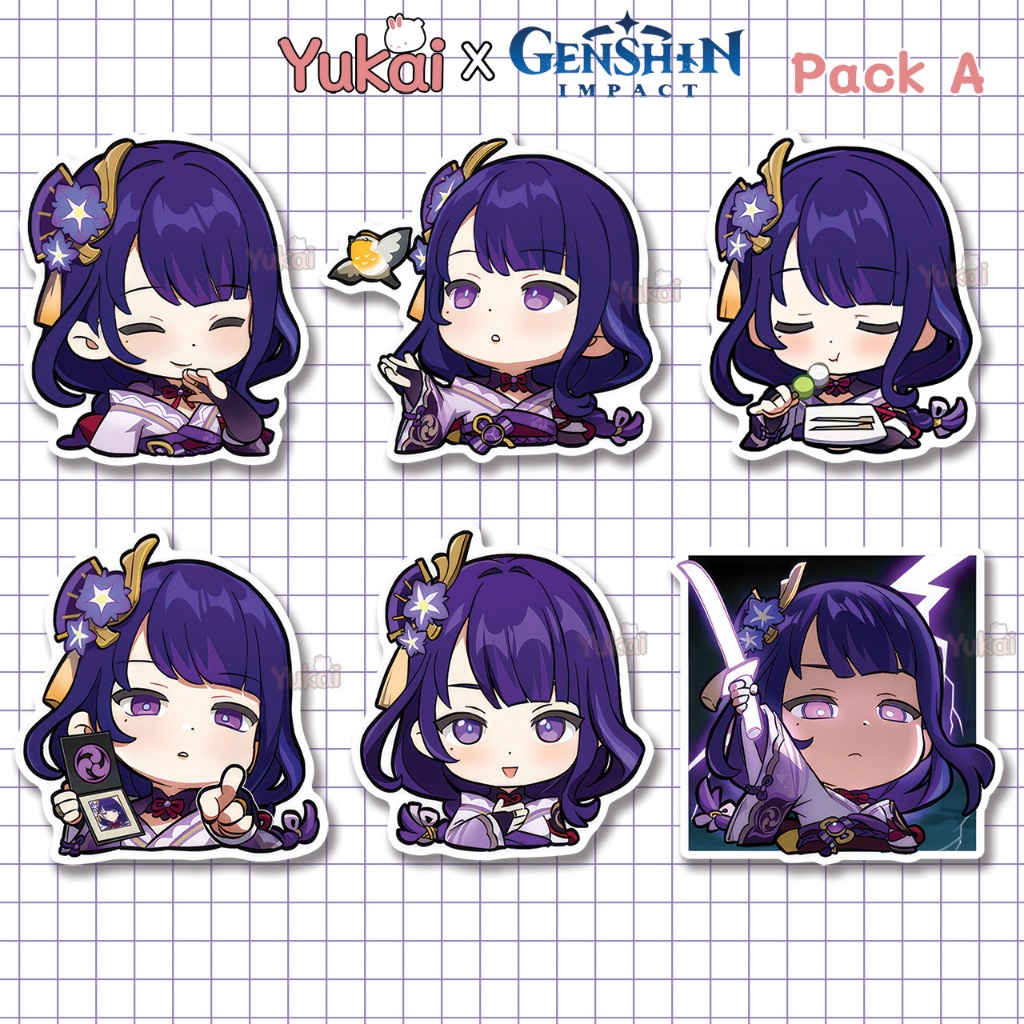Jual Stiker Pack Raiden Shogun Genshin Impact Premium, Sticker Anime ...