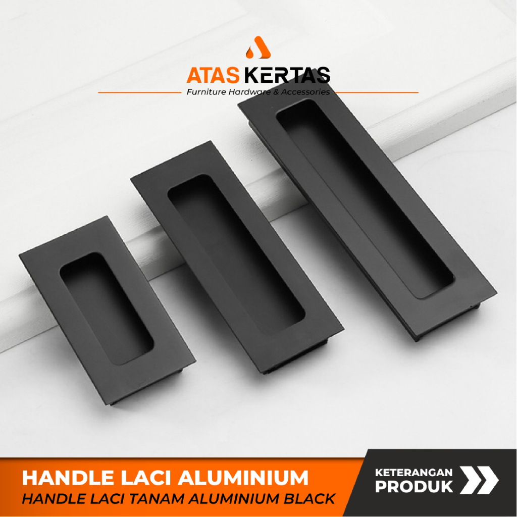 Jual Handle Tanam aluminium kotak hitam untuk Pegangan Laci dan Pintu ...