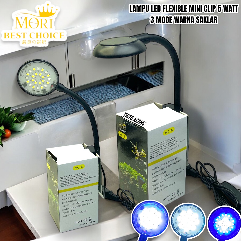 Jual LAMPU JEPIT 3MODE WARNA HITAM PUTIH LED AQUARIUM AQUASCAPE MINI ...