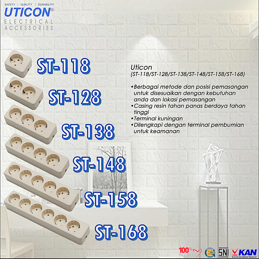 Jual Uticon Stop Kontak 1 2 3 4 5 6 Lubang OB ST-118/128/138/148/158/168 SNI | Shopee Indonesia