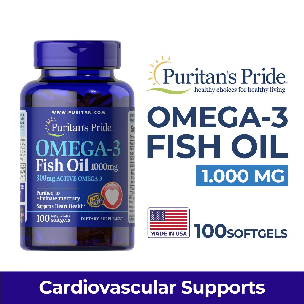 Jual Puritan Pride Vitamin Omega 3 Fish Oil 1000mg/1400mg Heart Health ...