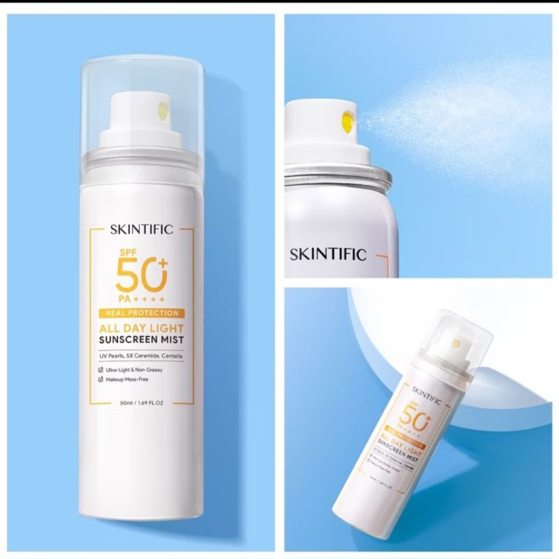 Jual Skintific All Day Light Sunscreen Mist spray Spf 50 PA+++ 50ml ,70ml , 120ml | Shopee Indonesia