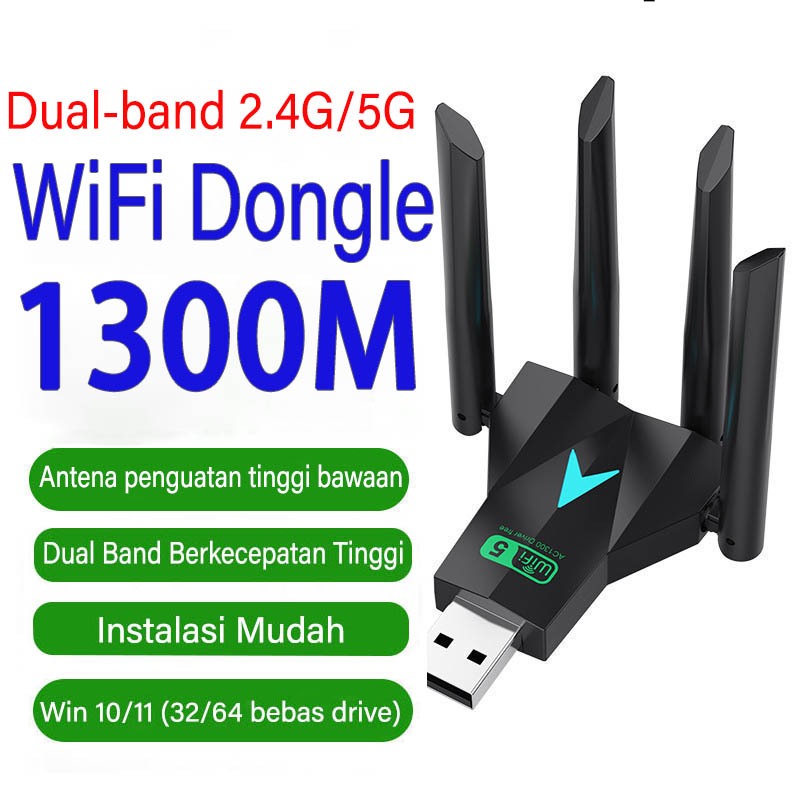 Jual USB 5G WiFi dongle 1300M dual band 5G / 2.4G adaptor dongle WIFI ...