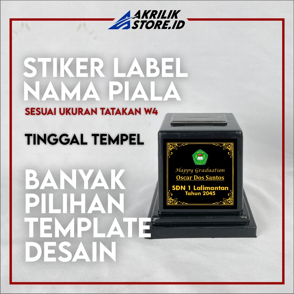 Jual Stiker Label Tulisan Piala Custom untuk Tatakan Plastik Piala W4 ...
