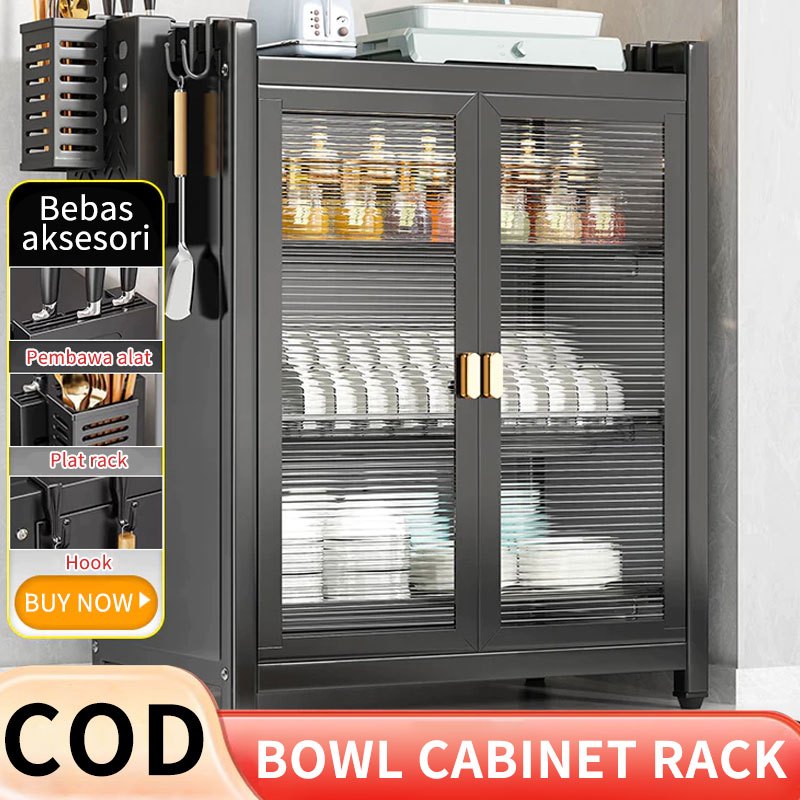 Jual Rak Piring Tertutup Rak Kabinet Rak Penyimpanan Dapur Dengan Pintu ...
