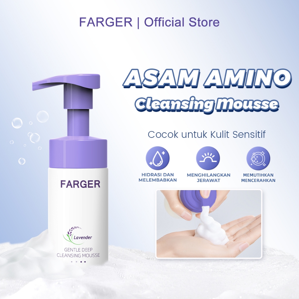 Jual 【BPOM】FARGER gentle deep cleansing mousse Amino Acid Facial ...