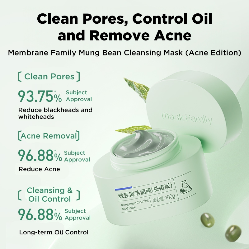 Jual Mask Family Mung Bean Mud Mask Acne Treatment - 100g | Shopee ...