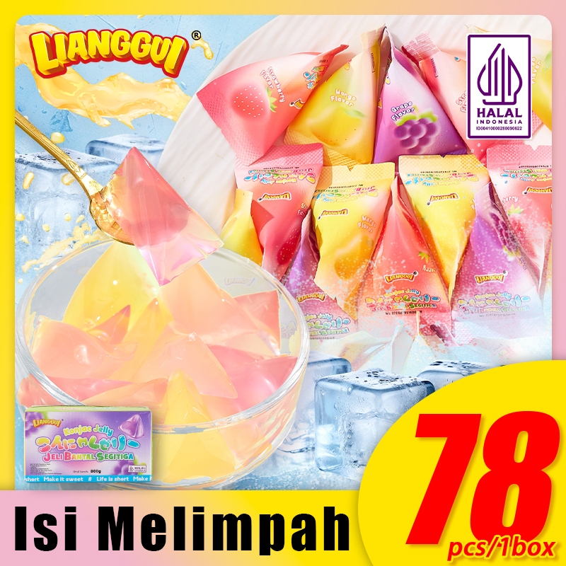 Jual Lianggui Jelly segitiga aneka rasa, mangga, anggur, jeruk, cemilan ...