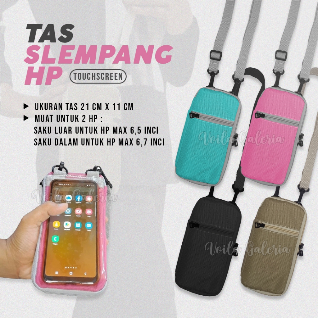 Jual Tas Selempang HP Pouch Tempat Handphone Transparan Tali Slempang ...