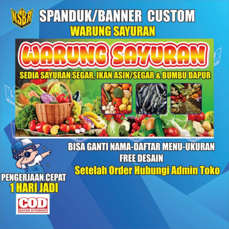 Jual Spanduk Warung Sayuran Bisa Request Nama Free Desain | Shopee ...