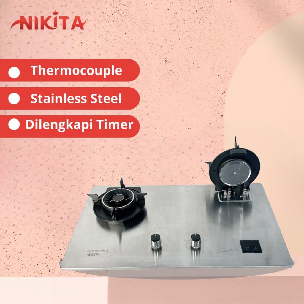 Jual NIKITA Kompor Gas Tanam PREMIUM Stainless 2 Tungku | Kompor Timer ...