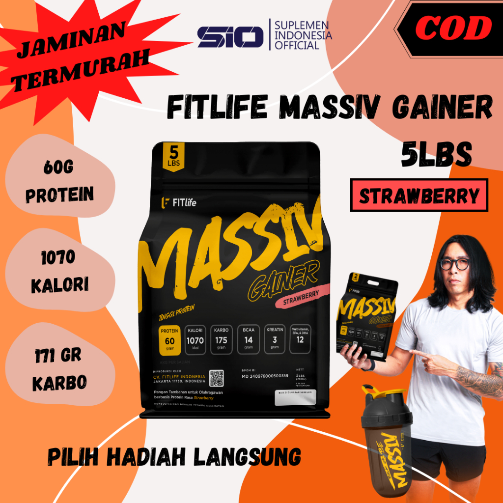 Jual FITLIFE MASSIV Gainer 5LBS 2250 Gram MPRO Gainer Upgraded Suplemen ...