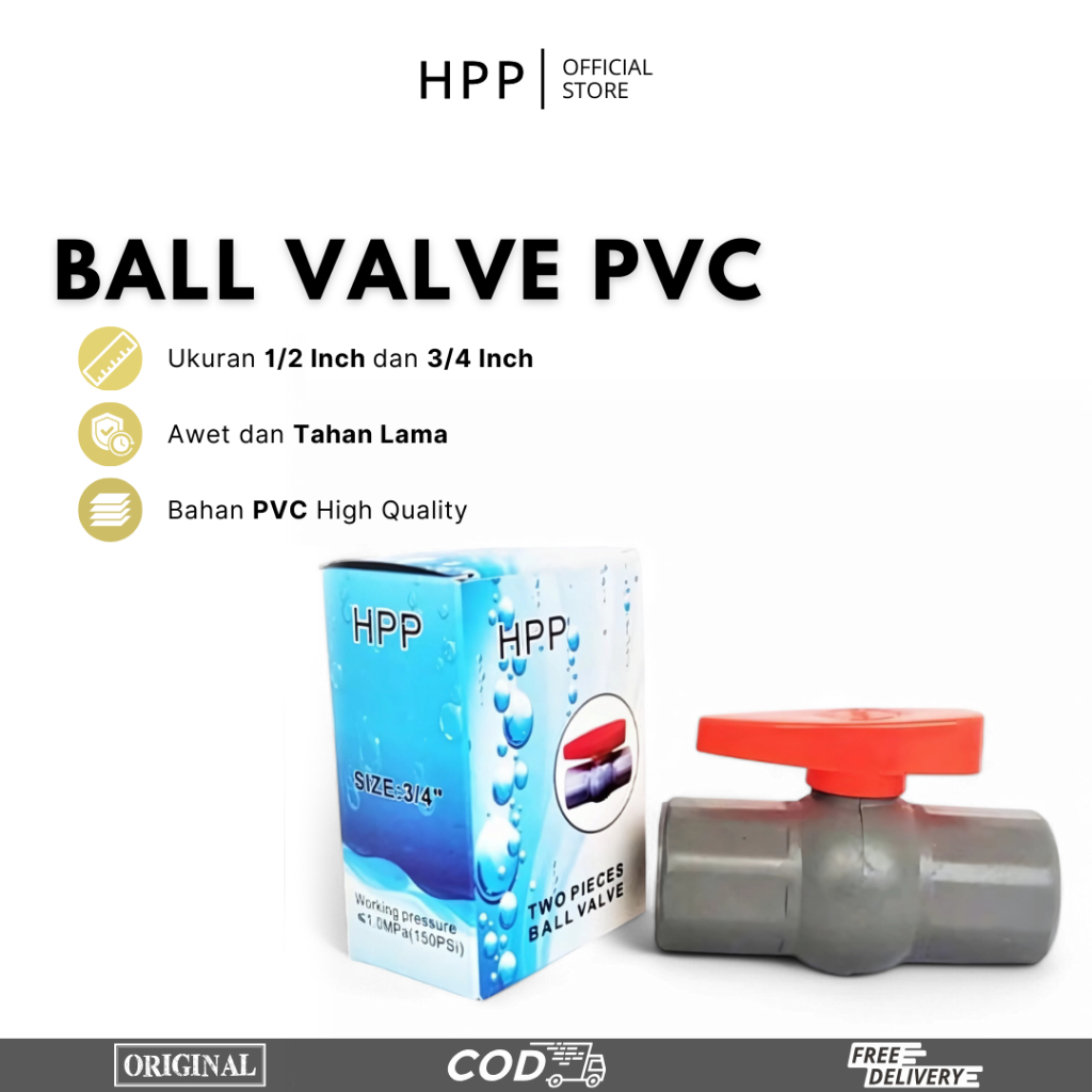 Jual HPP Ball Valve Pvc Stop Kran 1/2" & 3/4" | Shopee Indonesia