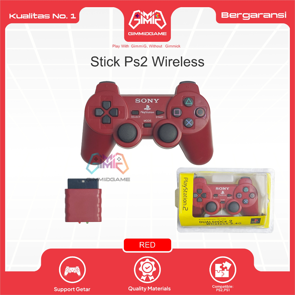 Jual Stik Stick PS2 Wireless Ori Original Pabrik Merah | Shopee Indonesia