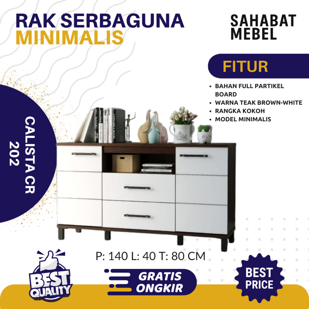 Jual Buffet Calista CR 202 / Lemari TV Minimalis Rak Serbaguna Kabinet Credenza Aesthetic ...