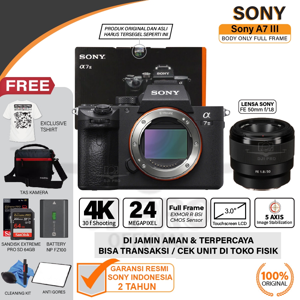 Jual Sony Alpha A7III - A7 III + FE 50MM F1.8 - Mark 3 - A7M3 Mirrorless Camera Garansi | Shopee ...