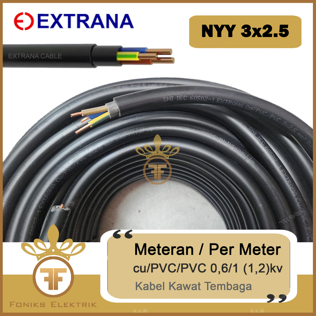 Jual KABEL LISTRIK EXTRANA NYY 3X2.5MM METERAN ECERAN | Shopee Indonesia