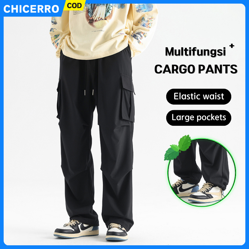 Jual Celana Cargo Panjang Pria Korean Style Oversize Cargo Standar Loose Straight Fashion Cargo ...
