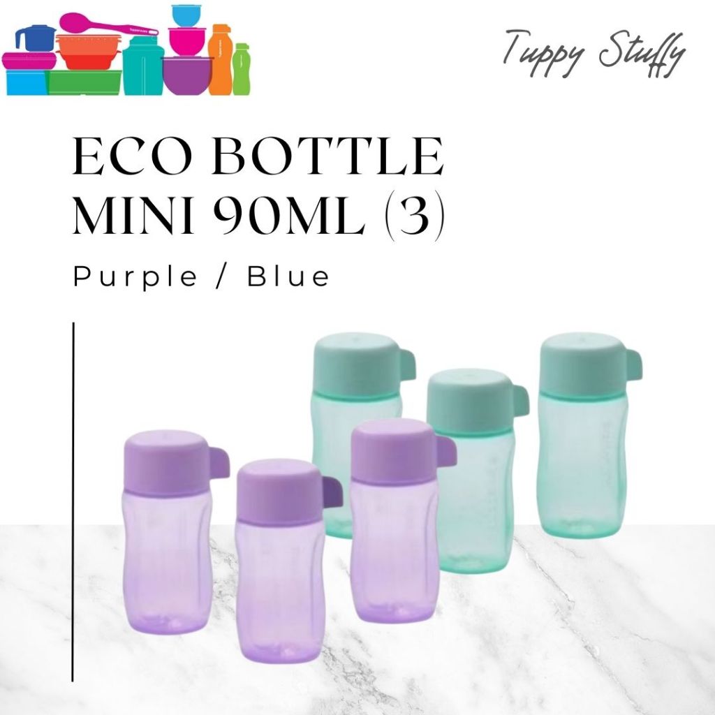 Jual ECO Mini Bottle 90ml (3) - Purple / Blue | Tiny Bottle / Botol Kecil Set Tutup Kedap Travel ...