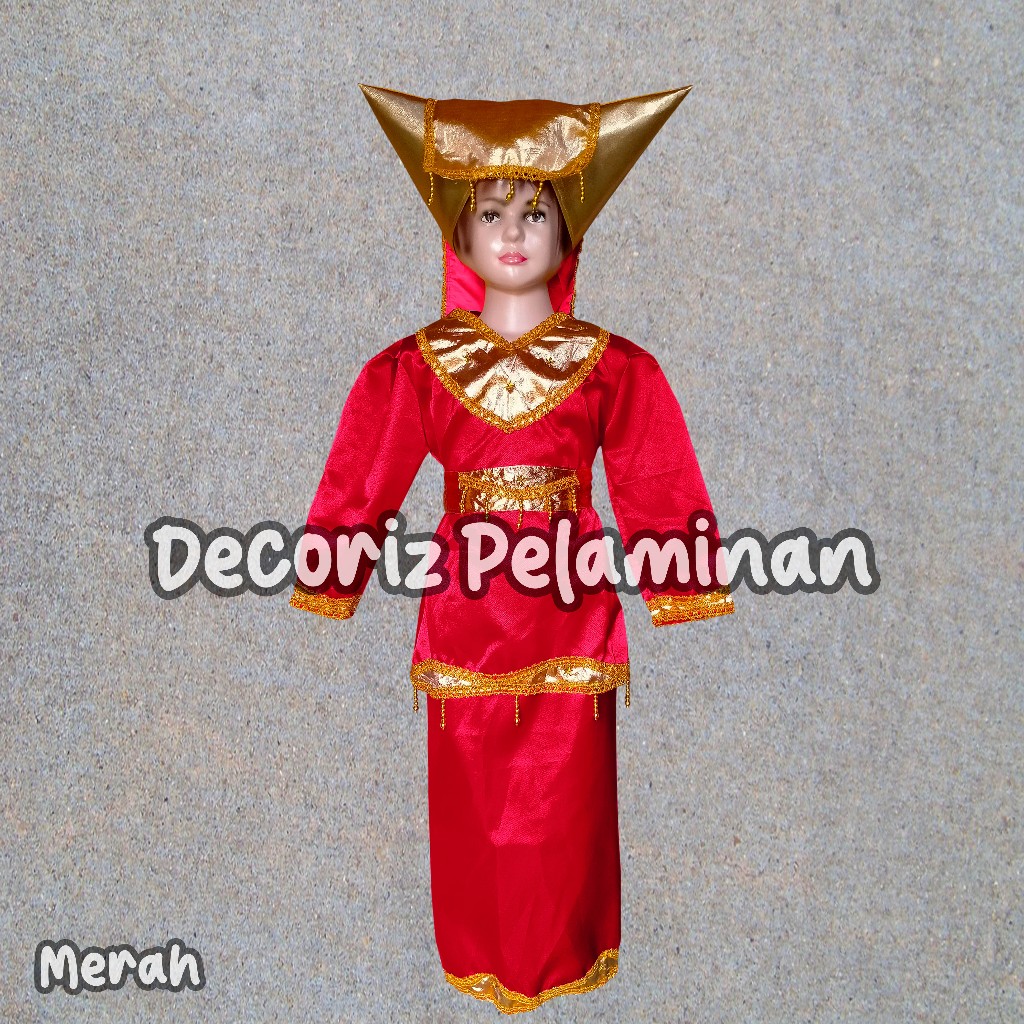 Jual Baju Adat Minang Anak Perempuan [GOLD] + Tanduk Gold / Baju Adat ...