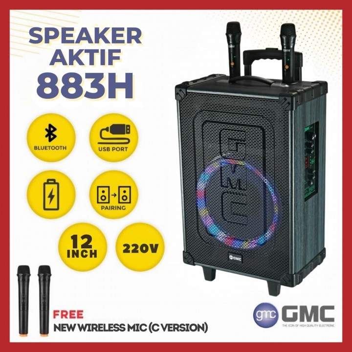 Jual Gmc Speaker Portable 883H 12 Inch Speaker Karaoke Bluetooth ...