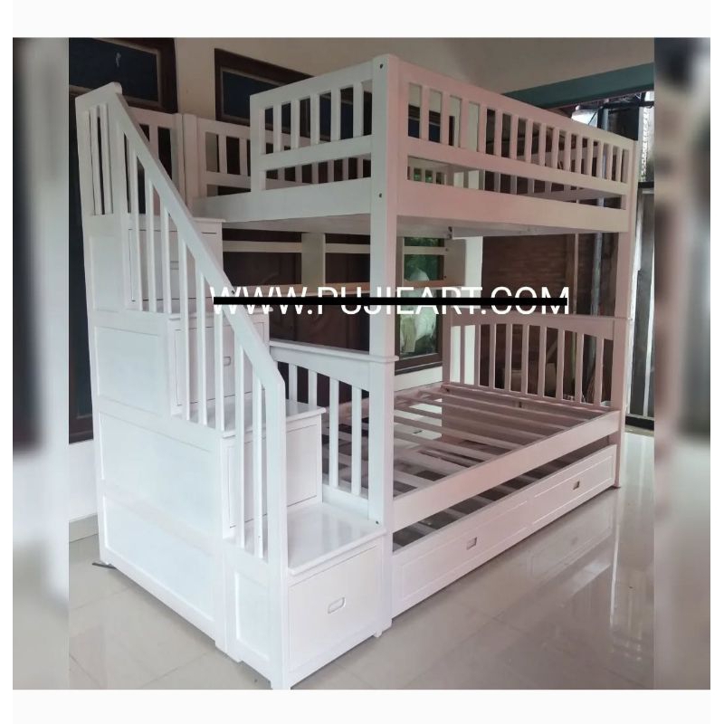Jual Bunk Bed Anak Minimalis Putih 3 Tingkat | Shopee Indonesia