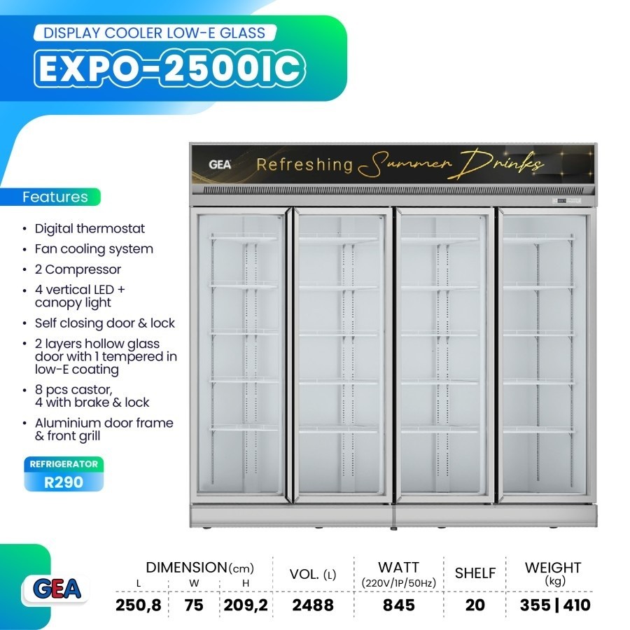 Jual GEA EXPO-2500IC DISPLAY COOLER 4 DOOR / SHOWCASE EXPO 2500IC 4 Pintu / EXPO-2500 IC ...