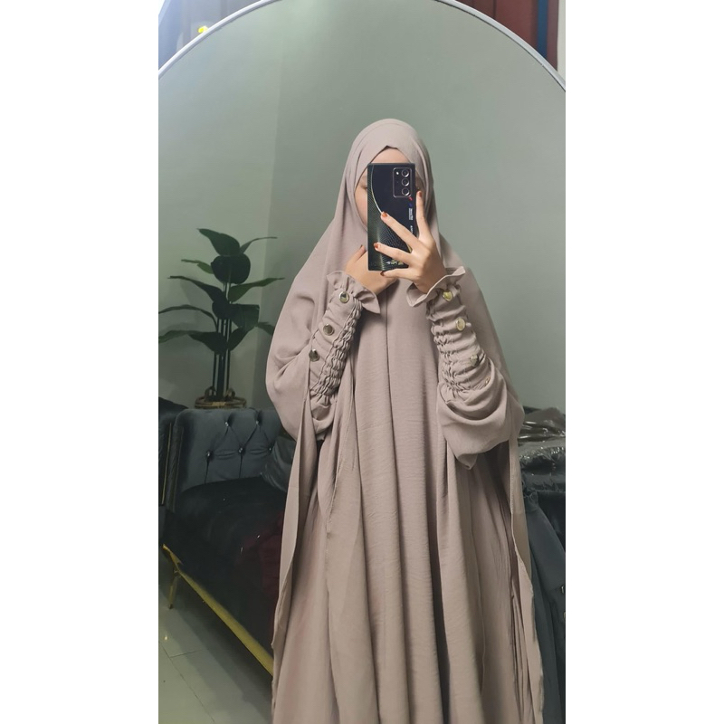 Jual Butik Gamis Syar'i muslim tangan kancing smoke mewah umroh besic ...