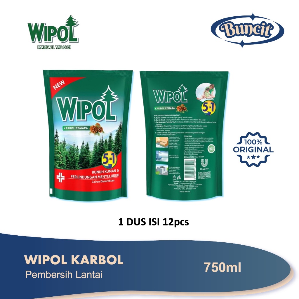 Jual Wipol Pembersih Lantai 750 ML Refill | Karbol Wipol Cemara | Karbol Pembersih Lantai ...