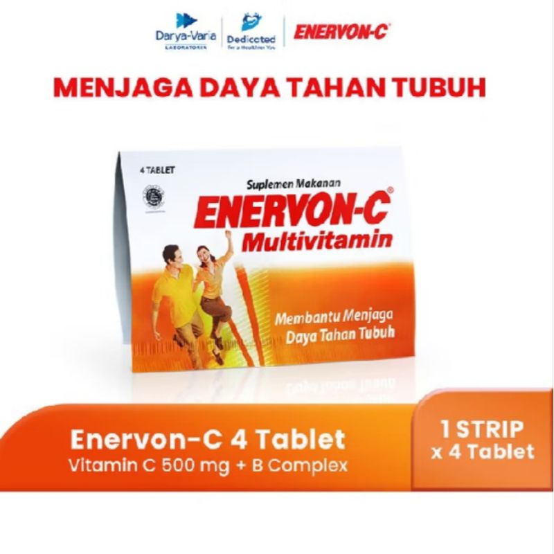 Jual Enervon-C Tablet 1 Strip Isi 4 Tablet / Multivitamin / Tablet Vitamin C dan B Complex ...