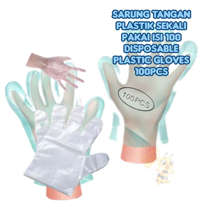 Jual Sarung Tangan Plastik Sekali Pakai Isi 100 Disposable Plastic Gloves 100Pcs | Shopee Indonesia