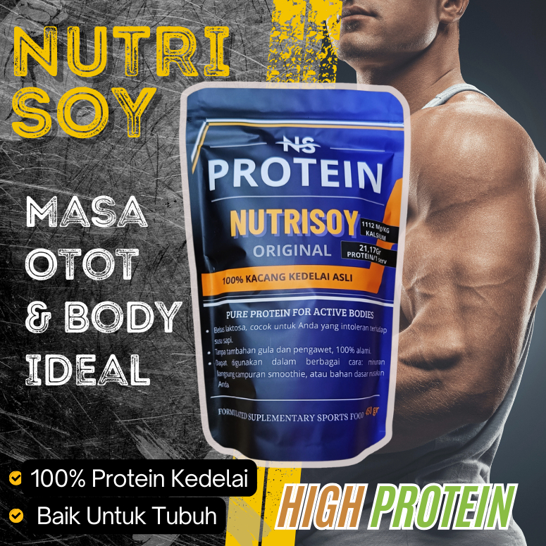 Jual Bubuk Protein Organik 1000 GRAM Penambah Masa Otot- Protein Soy Powder 100% - Susu Fitnes ...