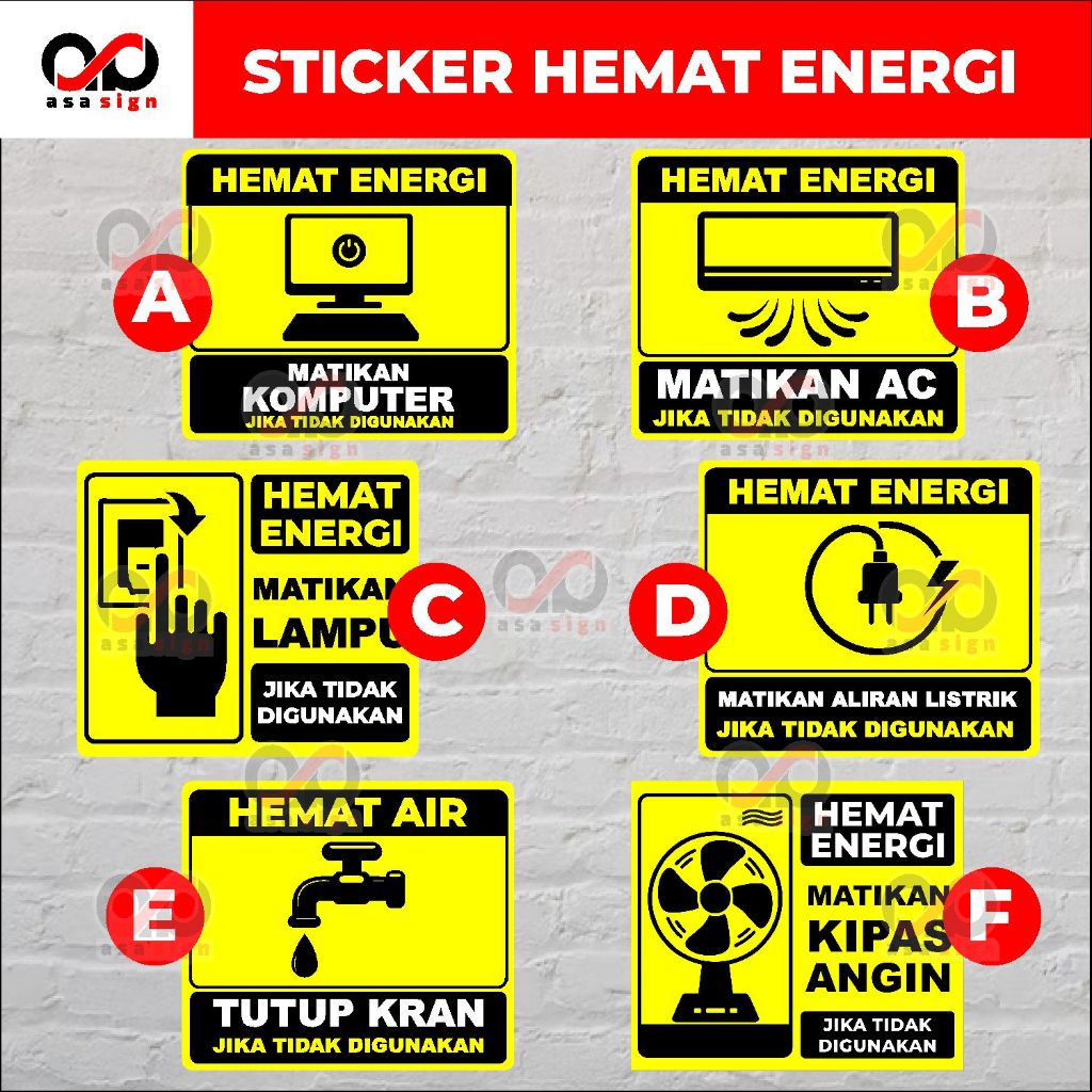 Jual STIKER HEMAT ENERGI | matikan komputer, matikan AC, matikan lampu ...