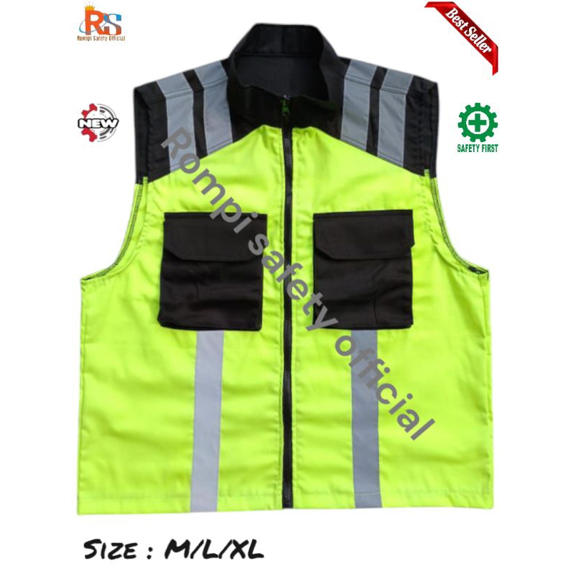 Jual CUSTOM ROMPI SAFETY / SAFETY VEST MODEL KERAH / ROMPI PROYEK ...