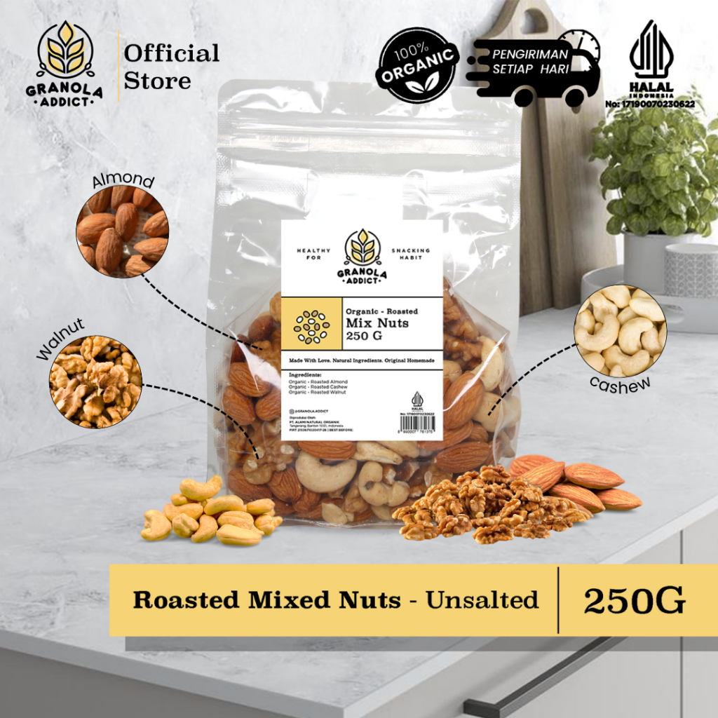 Jual Granola Addict - Roasted Mixed Nuts - Unsalted (Chasew, Almond ...