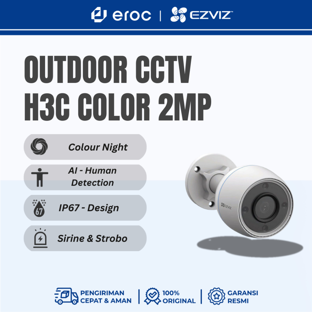 Jual EZVIZ H3C 2MP Color Night Vision Smart Wifi IP Camera CCTV Outdoor ...