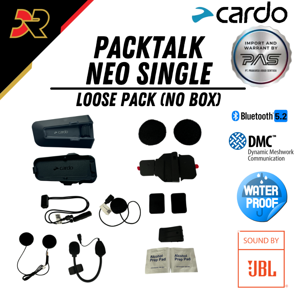 Jual Interkom Motor Cardo Packtalk Neo Single Loose Pack JBL Mesh ...