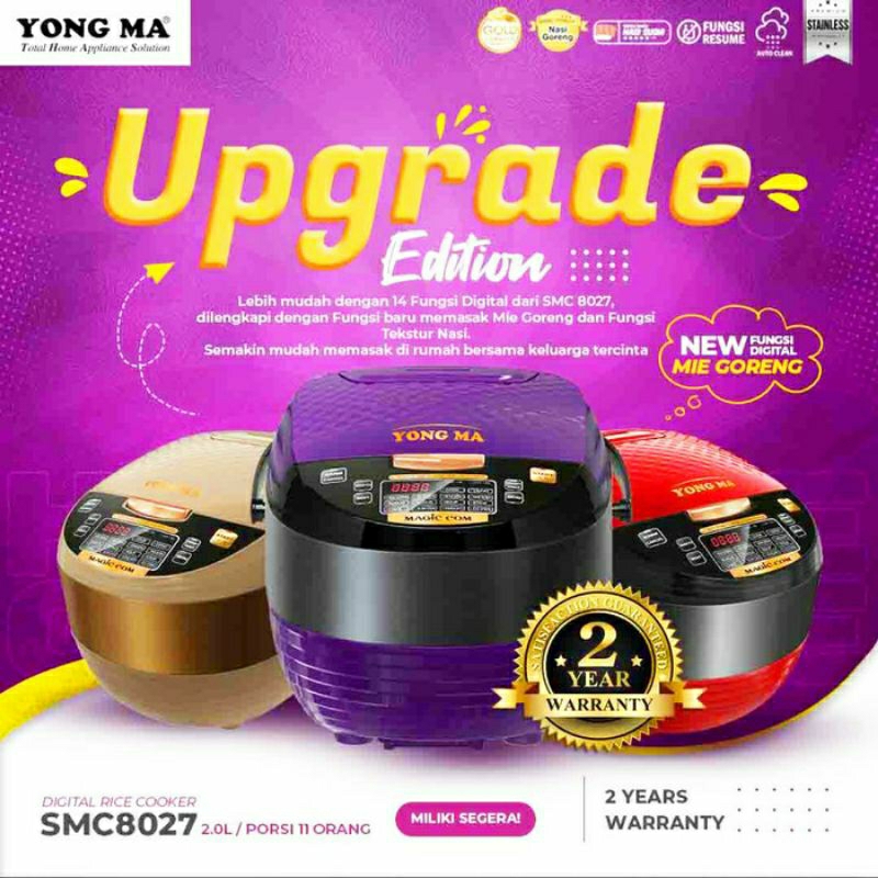 Jual MAGICOM YONGMA SMC-8027 DIGITAL 14 Fungsi 2Liter/ Rice Cooker ...