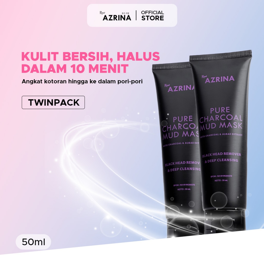 Jual Azrina 2pcs Pure Charcoal Mud Mask 50ml - Masker Wajah With ...