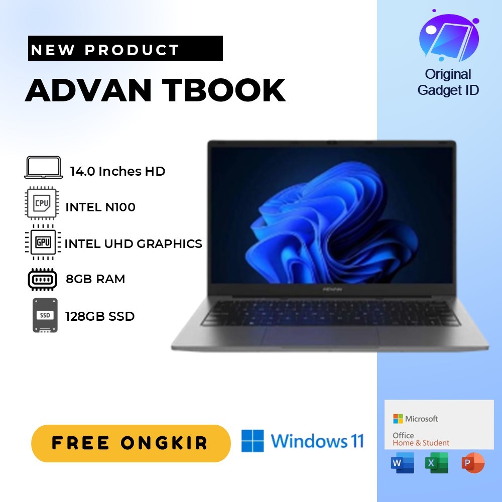 Jual Laptop Advan Tbook Baru intel celeron N100 Ram 8gb 128GB Windows ...