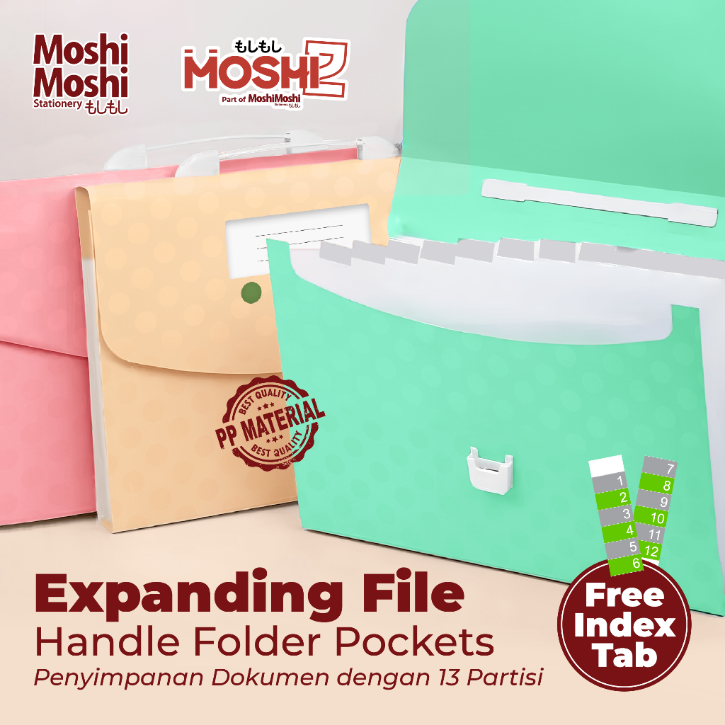 Jual Expanding File Bag Color 13 Pockets A4 Moshi Map Harmonika Ekspansi Dokumen Slot Partisi ...