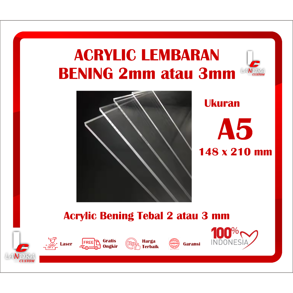 Jual Akrilik Bening Lembaran A5 - Acrylic Transparan - Acrylic Clear ...
