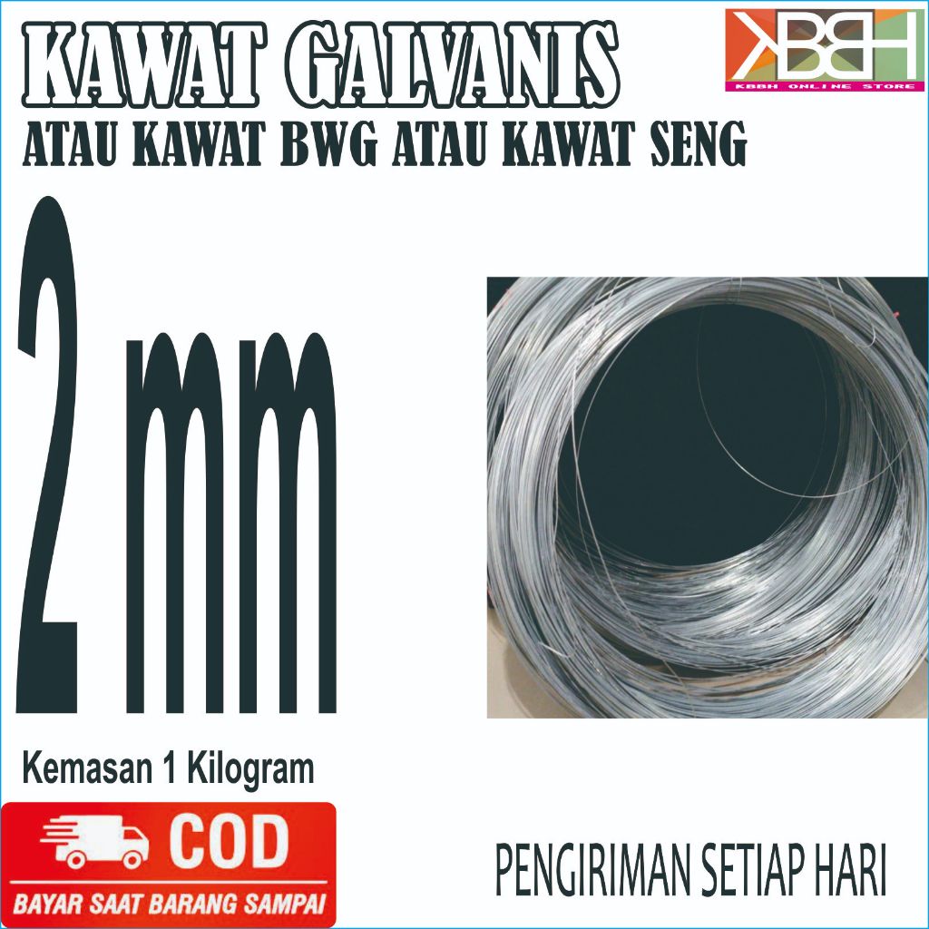 Jual Kawat Galvanis 2 mm 1000 Gram 1 Kilogram Galpanis BWG Kawat Seng Sifat Lunak | Shopee Indonesia